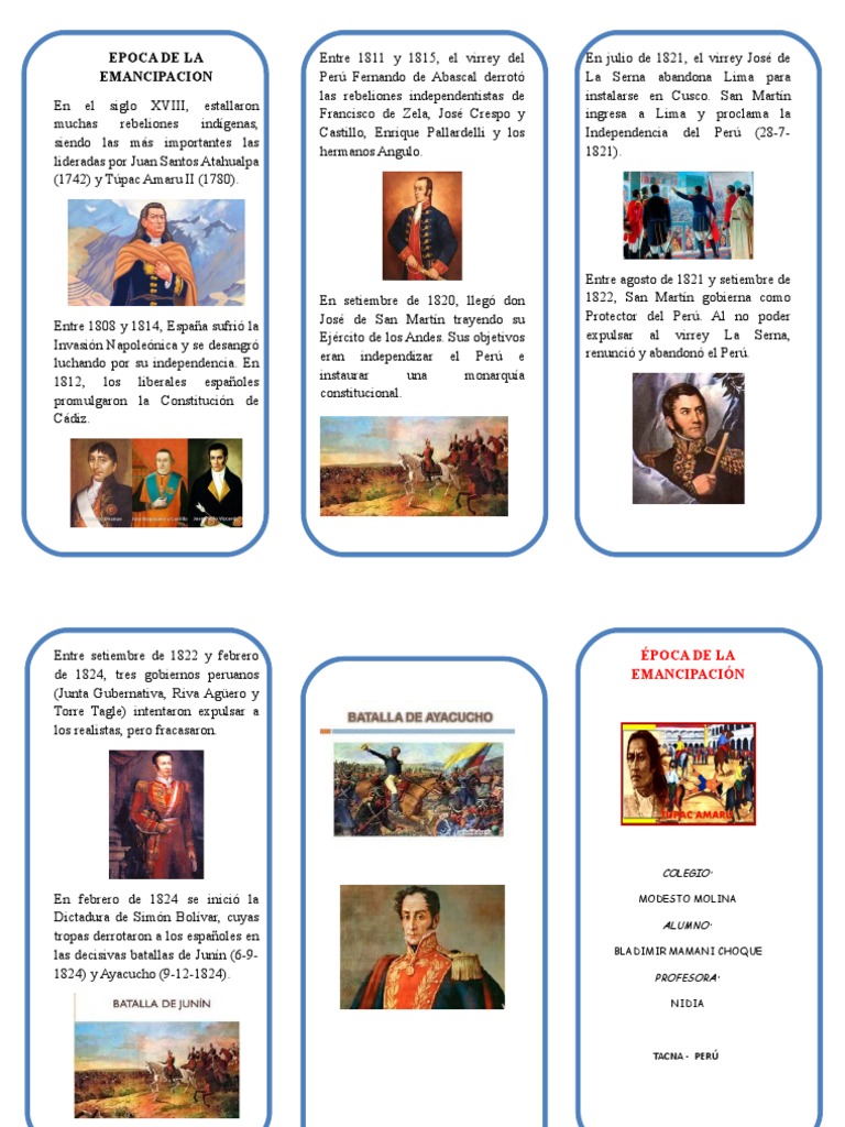 TRIPTICO Época de La Emancipación del Peru