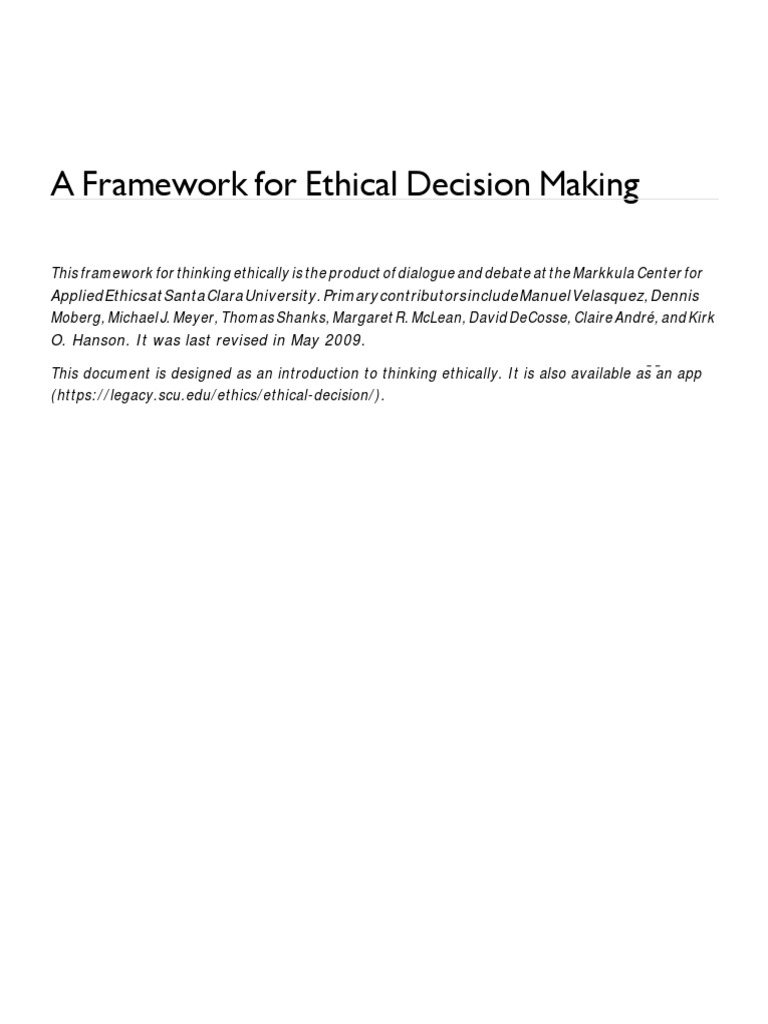 A Framework For Ethical Decision Making in The Business World | PDF ...