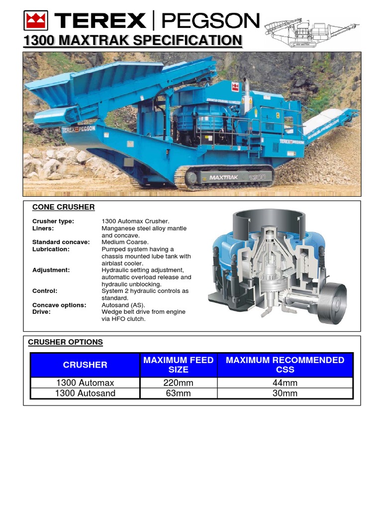 Pegson Maxtrac 1300 Cone Crusher PDF | PDF | Belt (Mechanical) | Bearing (Mechanical)