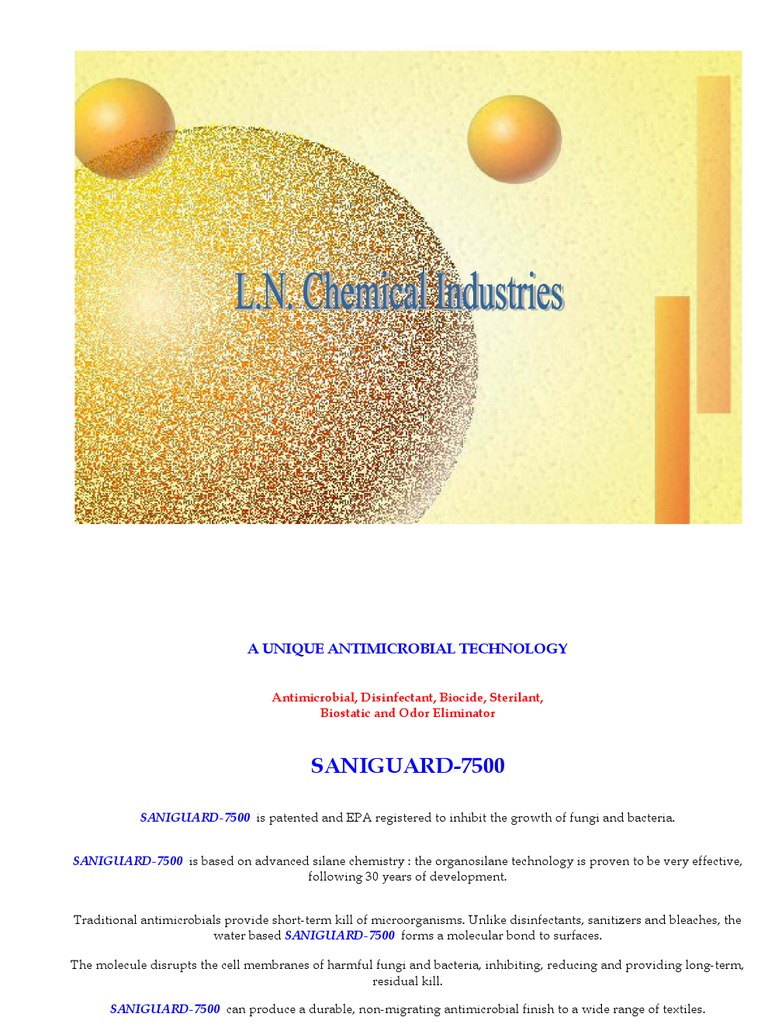 SANIGUARD-7500: Advanced Antimicrobial Solution | PDF | Antimicrobial ...