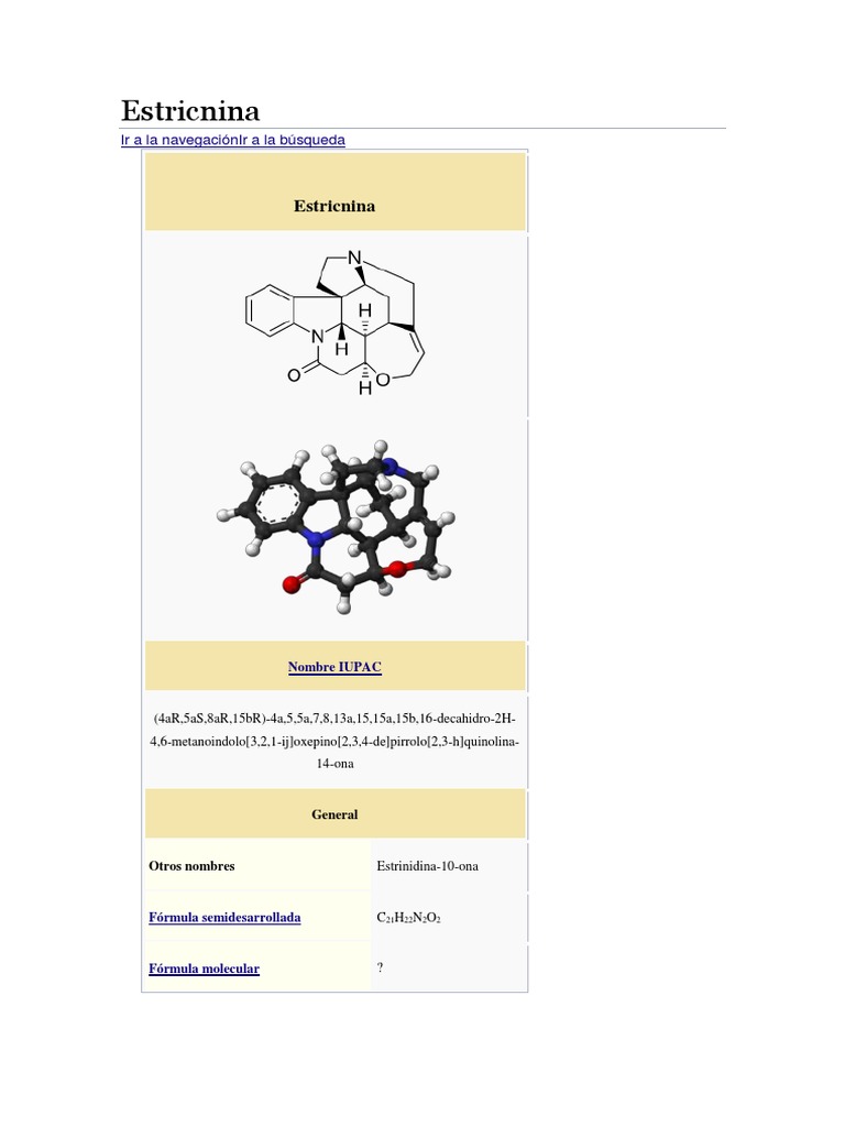 Estricnina y Anfetamina | PDF | Farmacología | Drogas