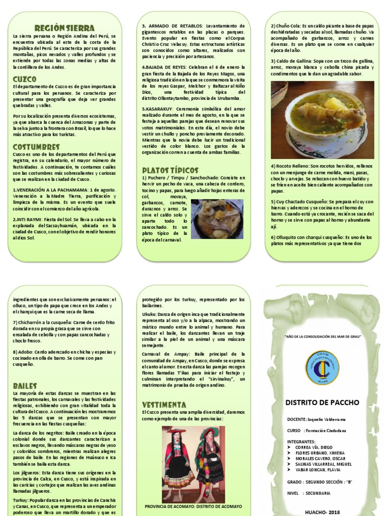 Triptico Cuzco | PDF | Cocina | Cocina occidental