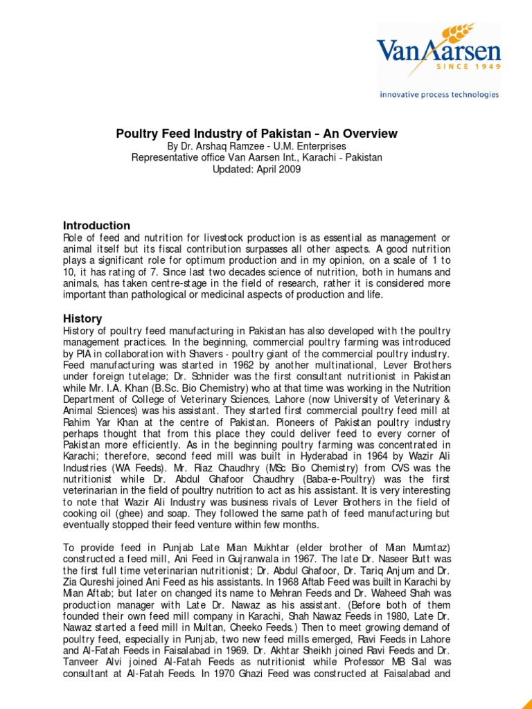 Poultry Feed Industry of Pakistan - DR Ramzee v2009 | PDF | Food ...