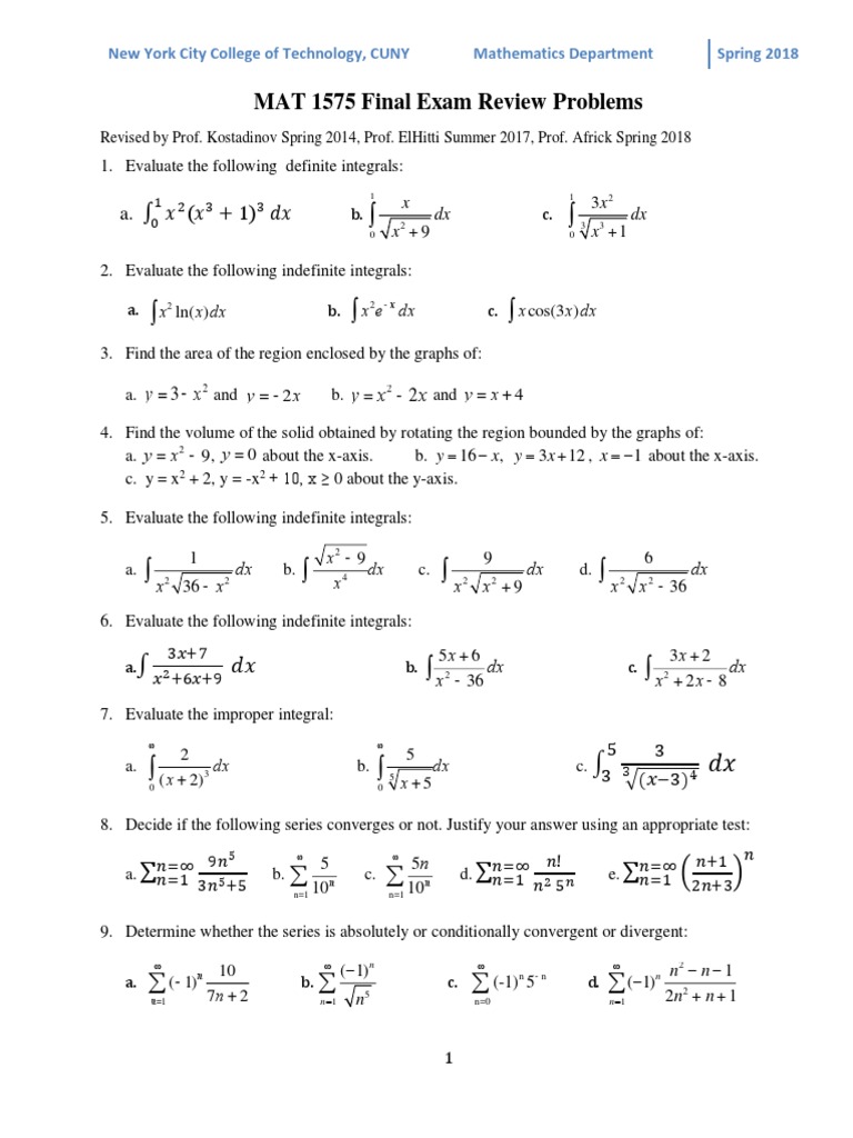 MAT1575FinalReview PDF | PDF | Power Series | Functions And Mappings