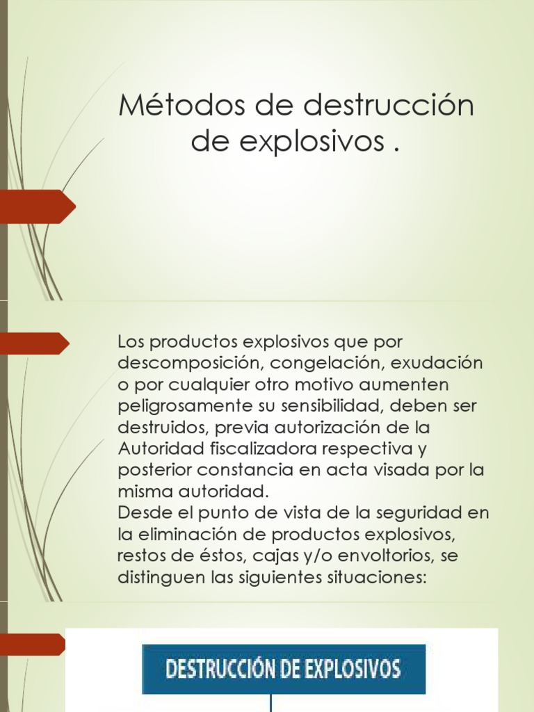 Métodos de Destrucción de Explosivos | Material explosivo | Residuos