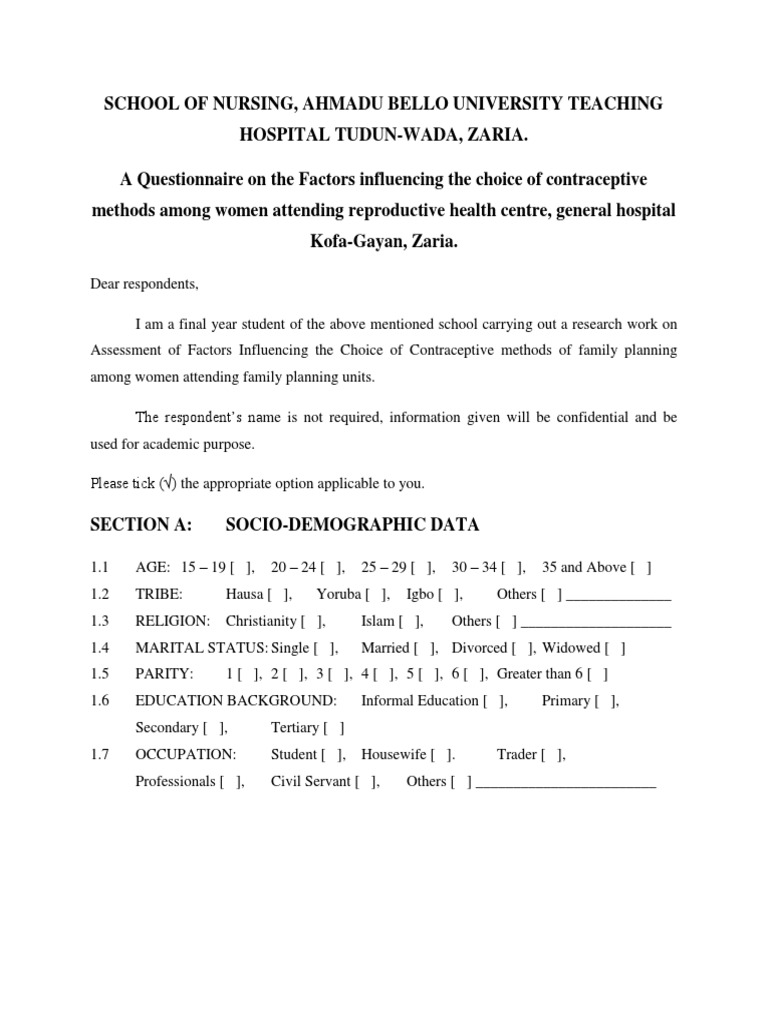 Factors Influencing Contraceptive Choices | PDF | Family Planning ...