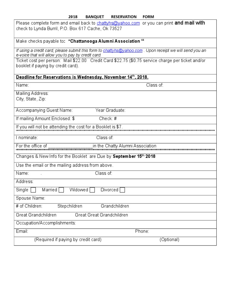 2018 CHS Banquet Registration Form | PDF