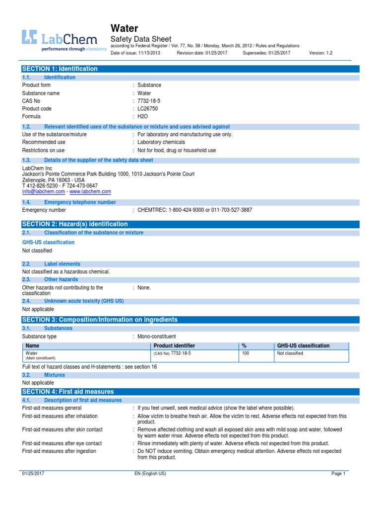 Water - LabChem PDF | PDF