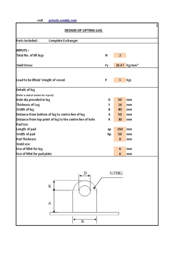 Design of Lifting Lug: Inputs | PDF | Applied And Interdisciplinary ...