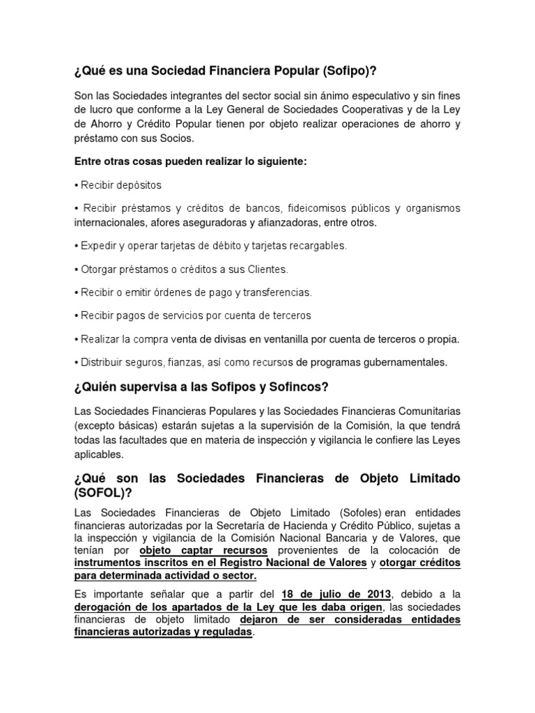 Introducción a las Sofipos en México | PDF | Bancos | Seguro