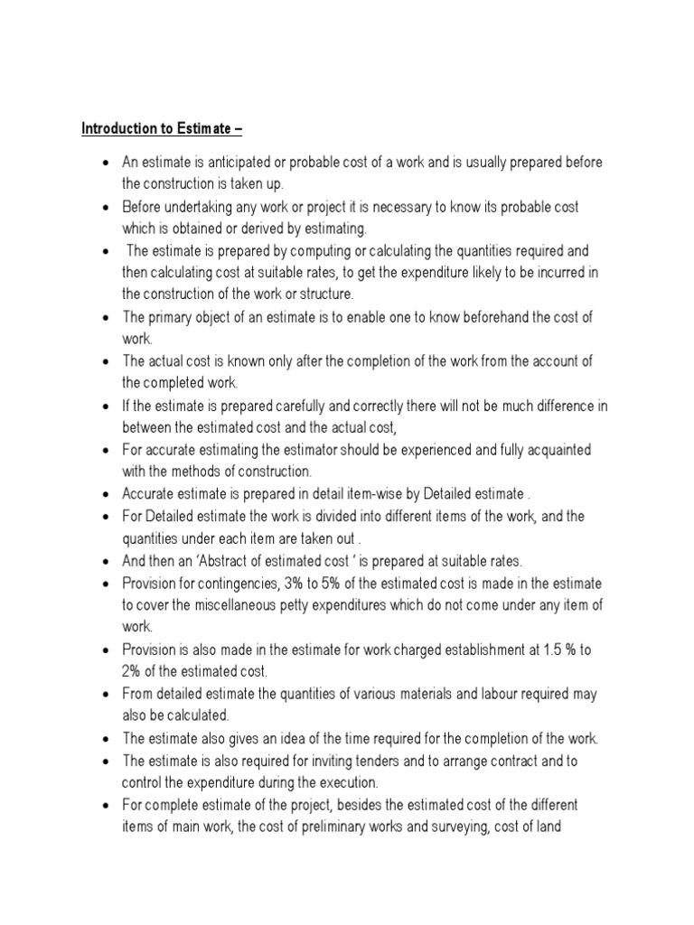 Quantity Surveying and Estimating Notes | PDF | Specification ...