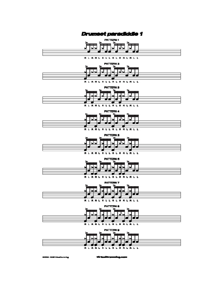 Ritmo Basico para Bateria Drumset Paradiddle 1 y 2 | PDF