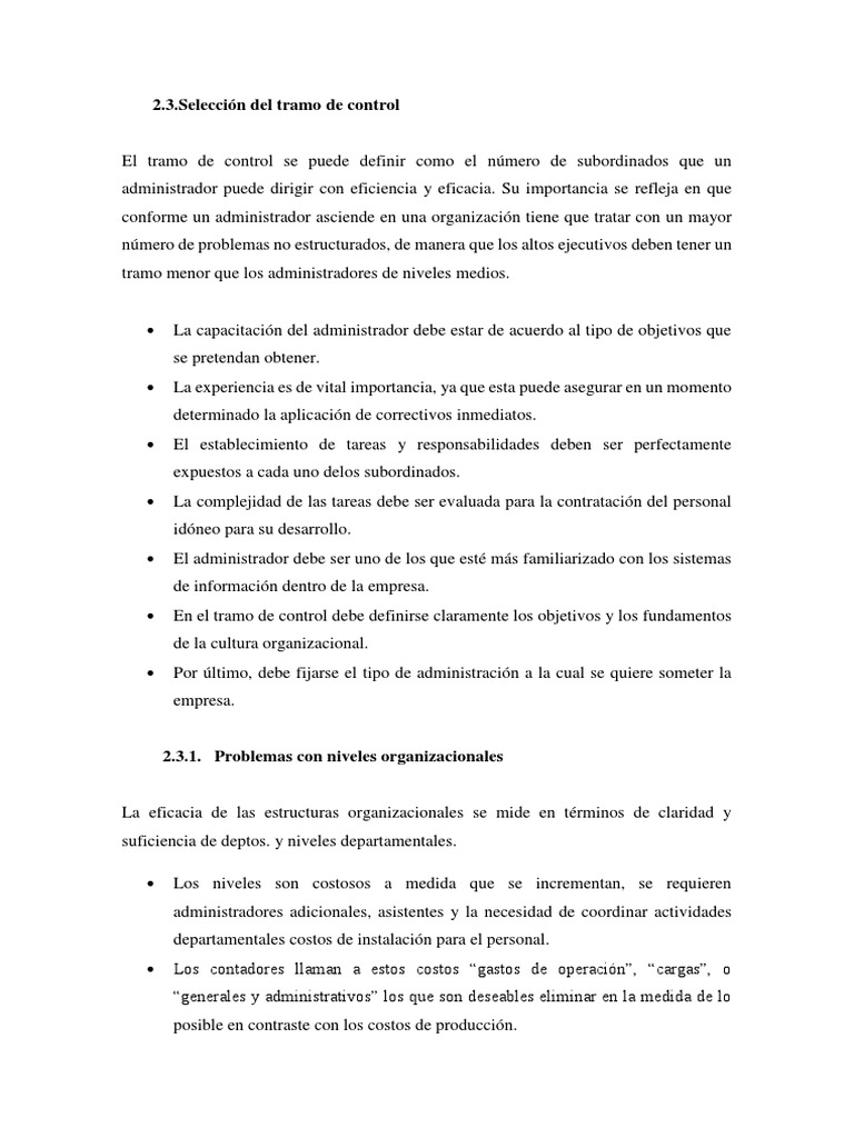Tramo de Control y Estructura Organizacional | PDF | Planificación ...