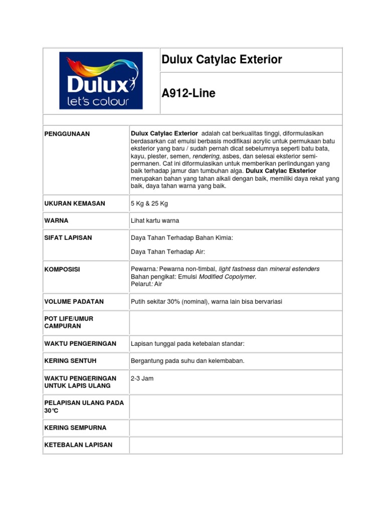 Dulux Catylac Exterior | PDF