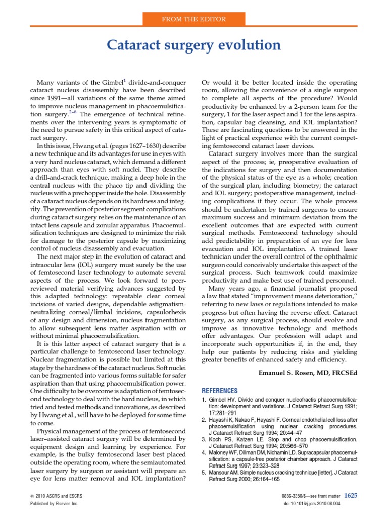 Cataract Surgery Evolution | PDF | Vision | Surgery