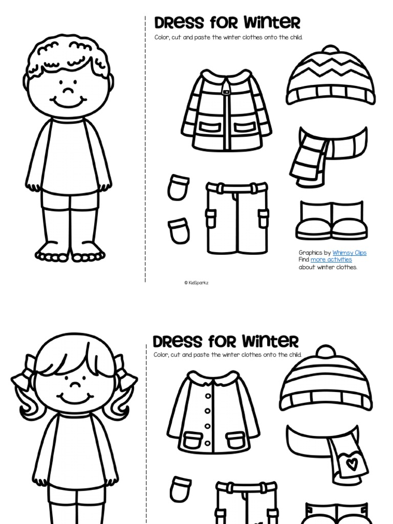 Winter Clothes Cut and Paste Activity | PDF