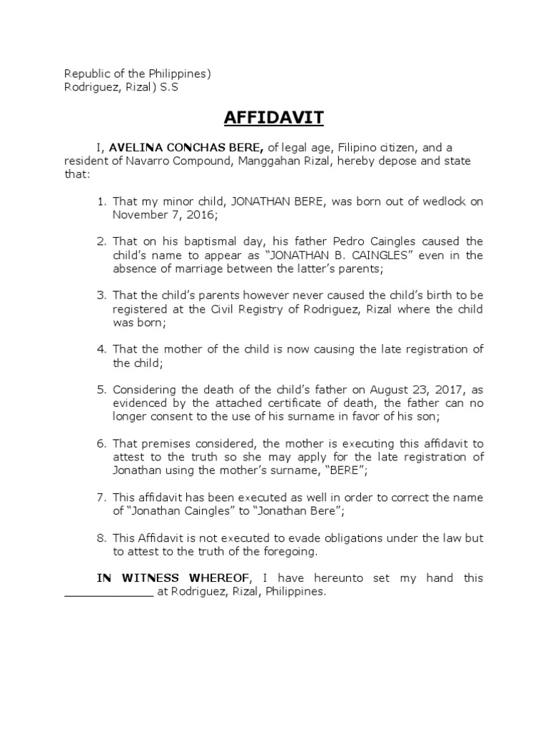 Affidavit: IN WITNESS WHEREOF, I Have Hereunto Set My Hand This | PDF ...
