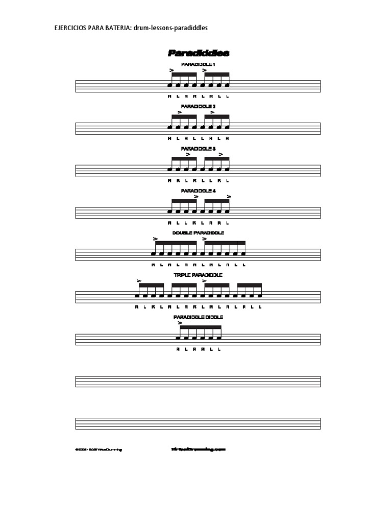 EJERCICIOS PARA BATERIA Drum Lessons Paradiddles | PDF