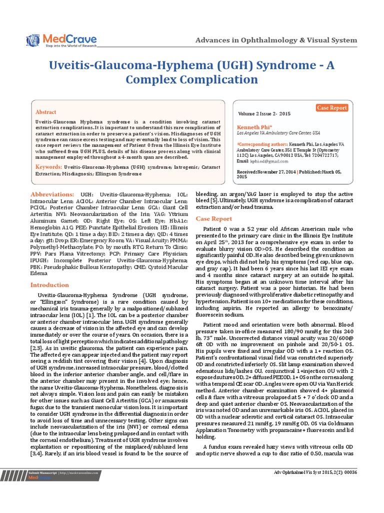 Uveitis-Glaucoma-Hyphema (UGH) Syndrome - A Complex Complication | PDF ...