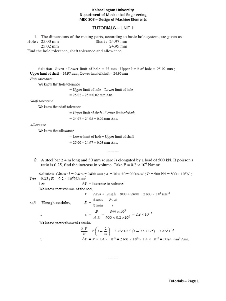 Design of Machine Elements Hand Written Notes PDF | PDF | Machines ...