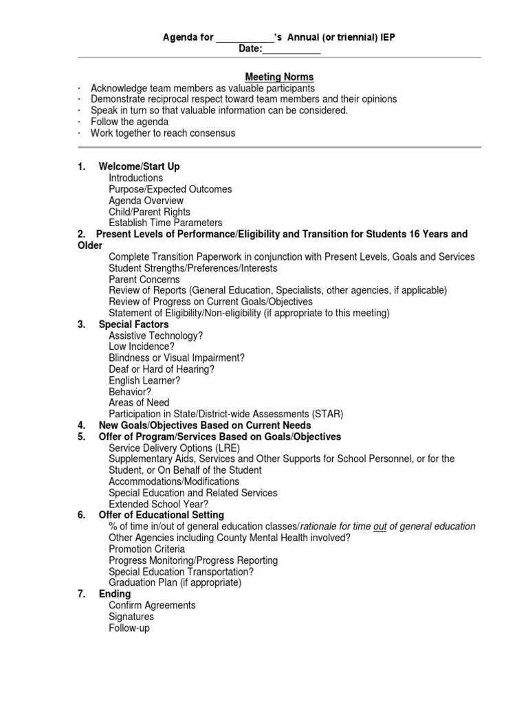 Iep Agenda | PDF | Individualized Education Program | Special Education