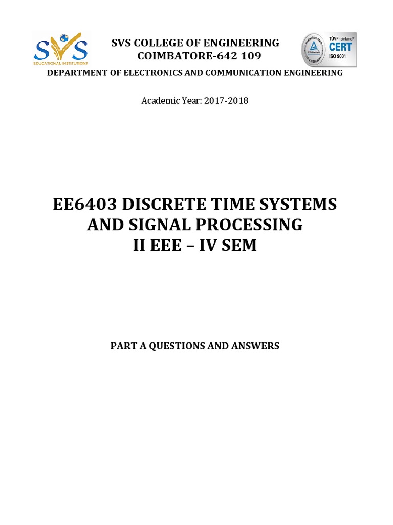 Eee Dsp 2 Marks Pdf Discrete Fourier Transform Filter Signal