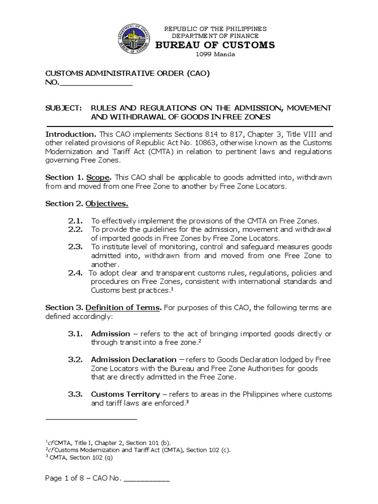 Free Zones and Transit | PDF | Customs | Government Information