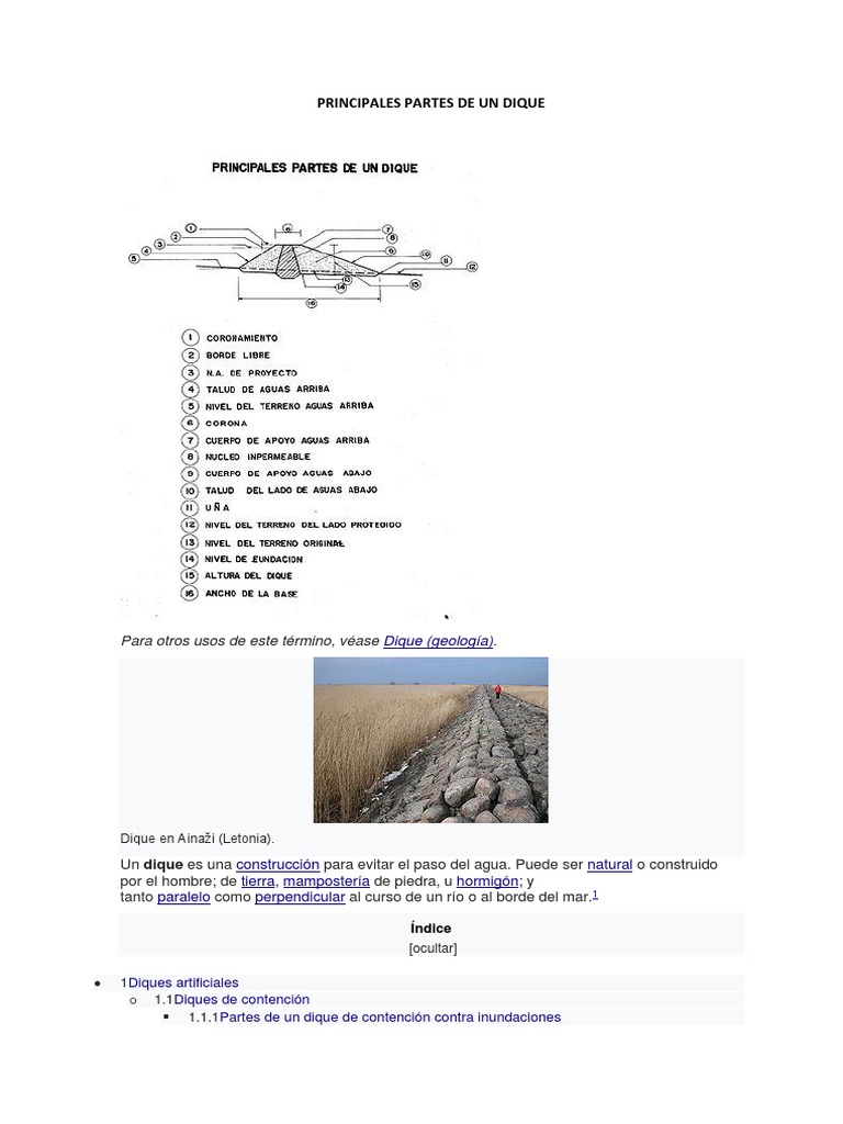 Partes de Un Dique | PDF | Dique | Control de inundaciones