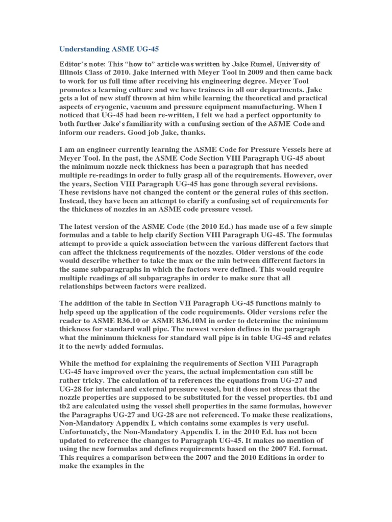 Understanding ASME UG-45 | PDF | Stress (Mechanics) | Pipe (Fluid ...