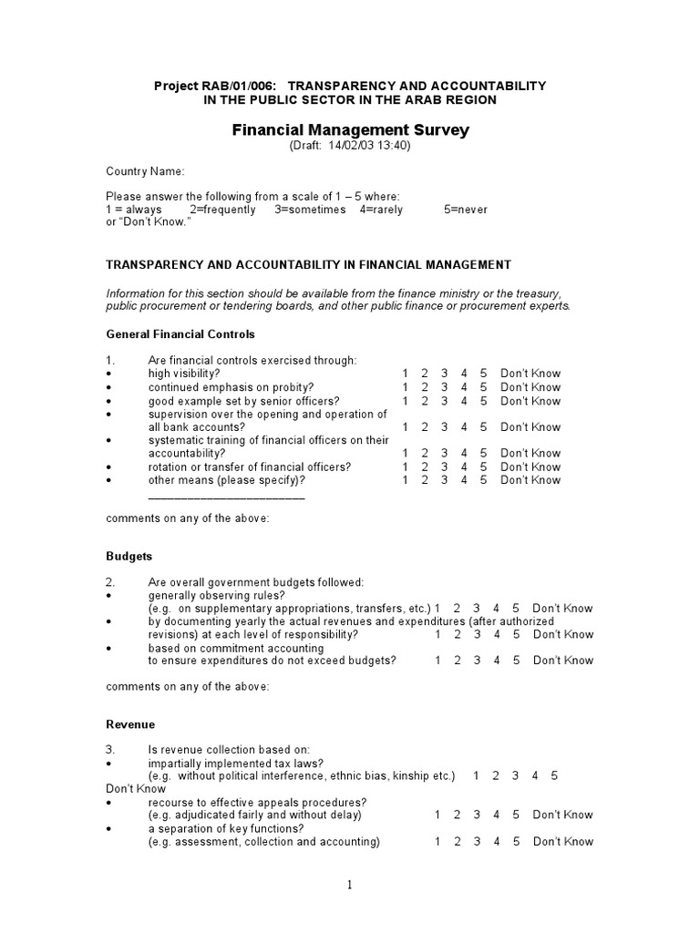 Financial Management Assessment Questionnaire | PDF | Payroll | Procurement
