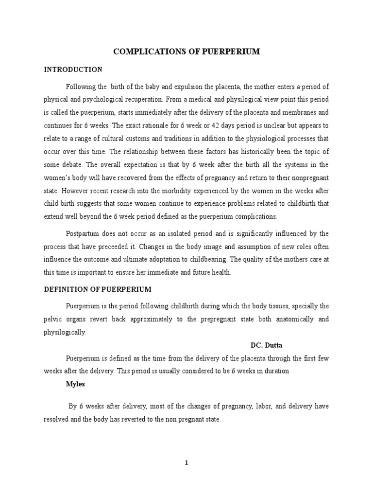 Complications of Puerperium | PDF | Childbirth | Urinary Incontinence