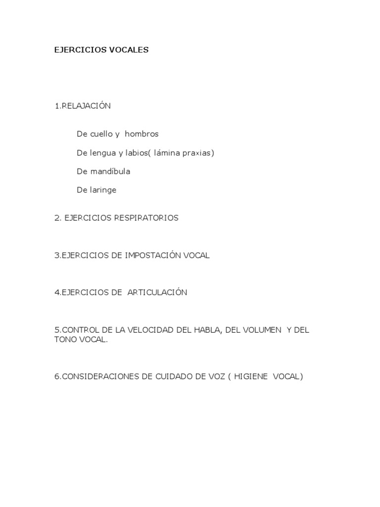 10 Ejercicios de Vocalización Efectivos | PDF | Artes del Lenguaje y ...