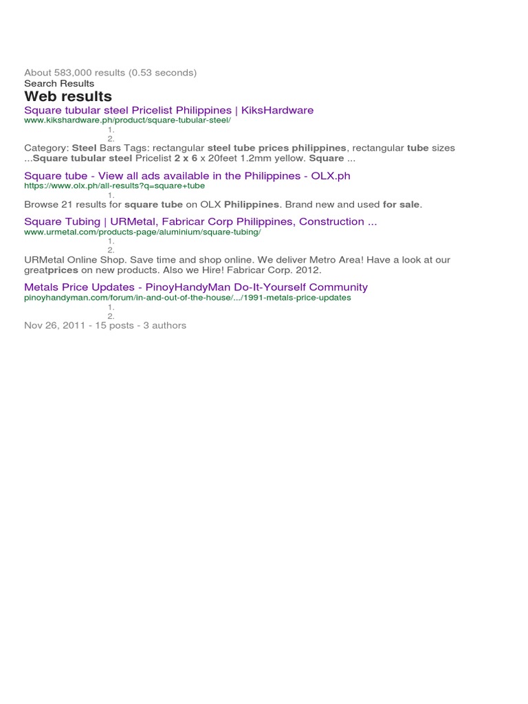 Web Results: Steel Steel Tube Prices Philippines Tube Square Tubular ...