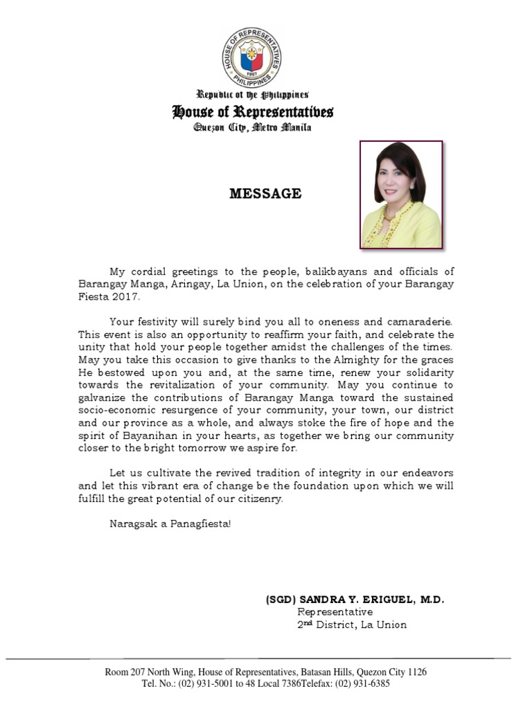 House of Representatives: Message | PDF