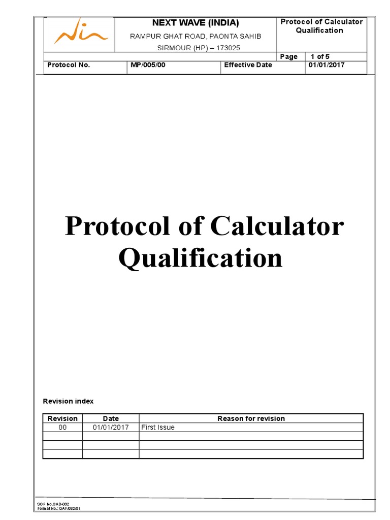 Protocol of Calculator Qualification: Next Wave (India) | PDF ...