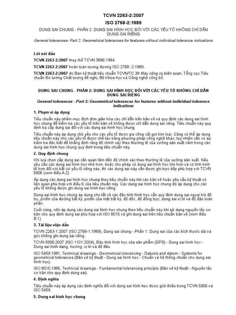 TCVN 2263-2-2007 (ISO 2768-2-1989) Về Dung Sai Chung - Phần 2 Dung Sai ...