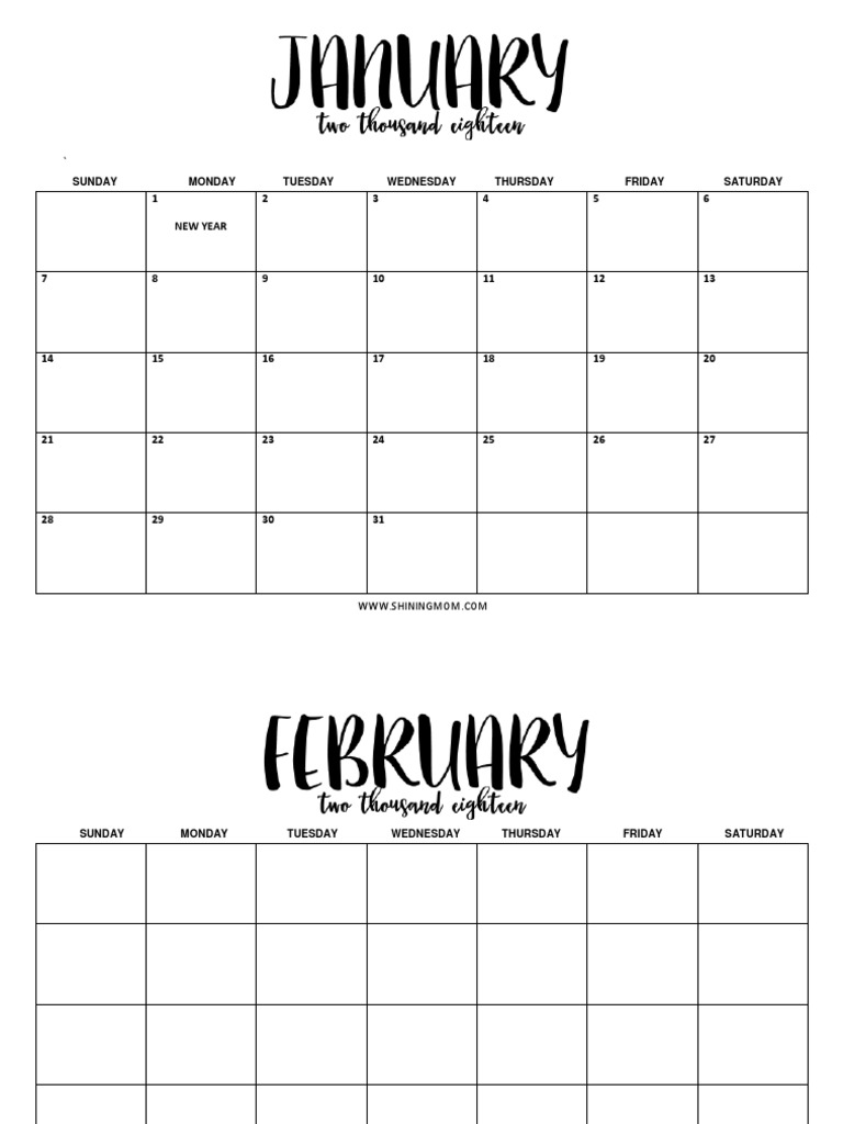 Blank 2023 Monthly Calendar Template | PDF