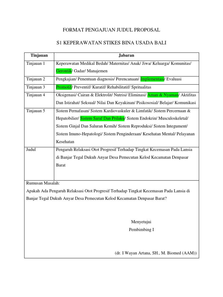 Format Pengajuan Judul Proposal 3 | PDF