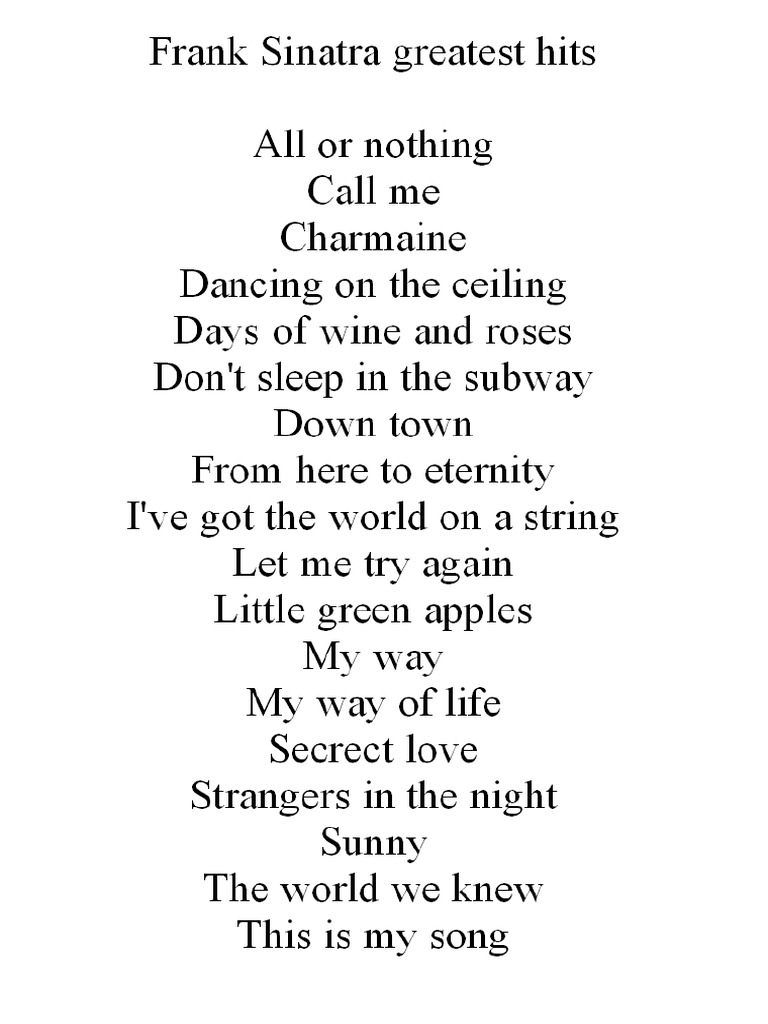 Frank Sinatra Greatest Hits PDF | PDF