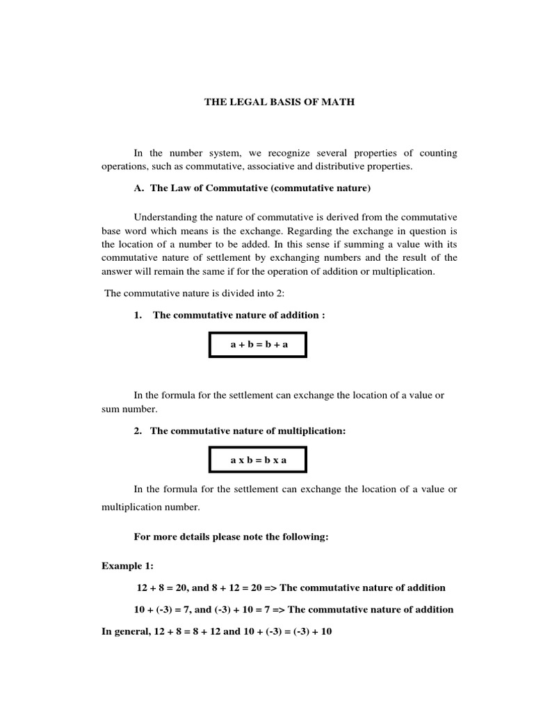 The Legal Basis of Math-1 | PDF | Multiplication | Integer