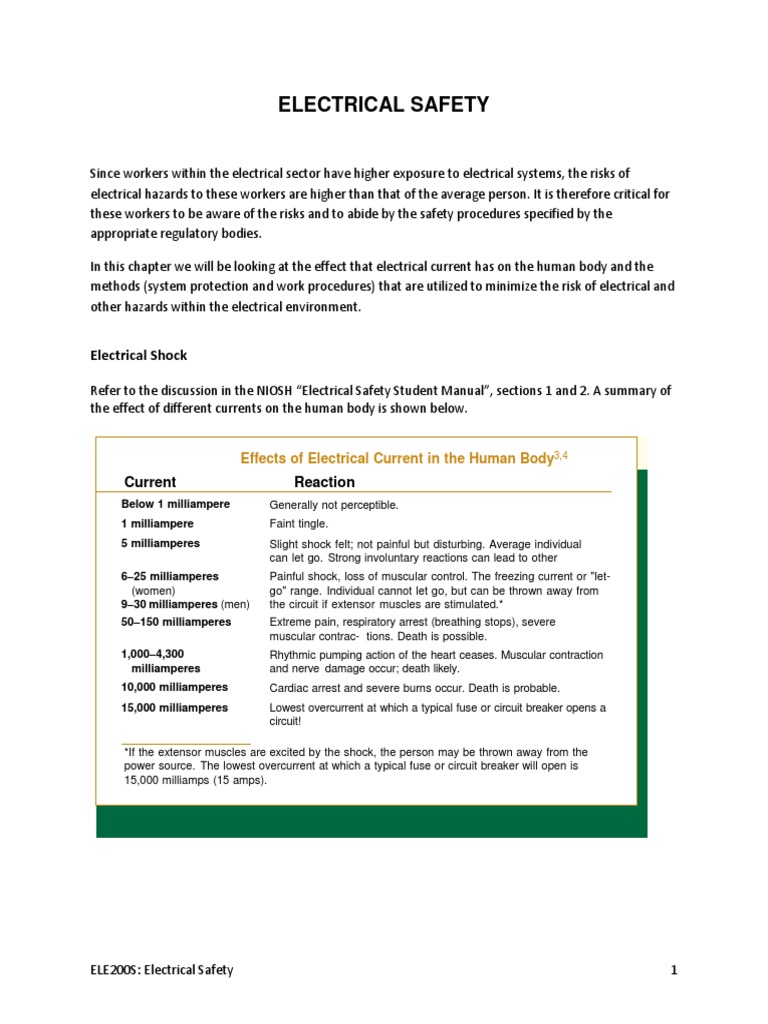 Electrical Engineering II Electrical Safty | PDF | Electrical ...