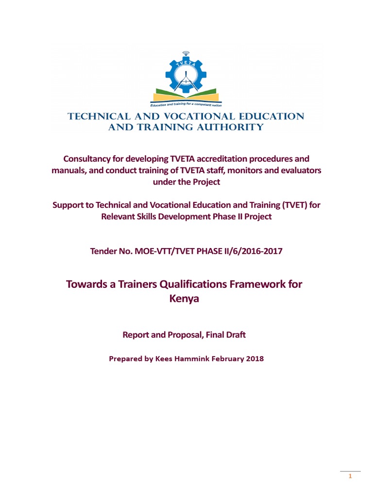 Developing Kenya's TVET Trainer Qualification Framework | PDF ...