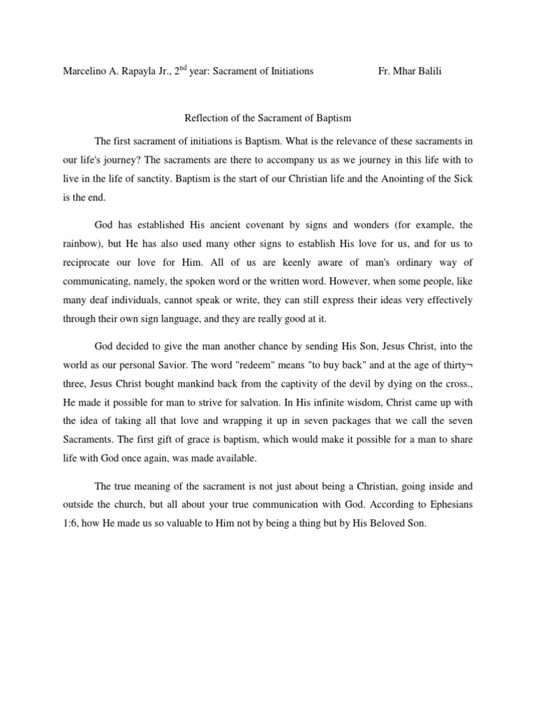 Baptism Reflection | PDF