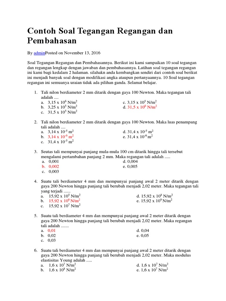 Contoh Soal Tegangan dan Regangan | PDF | Griya & Taman