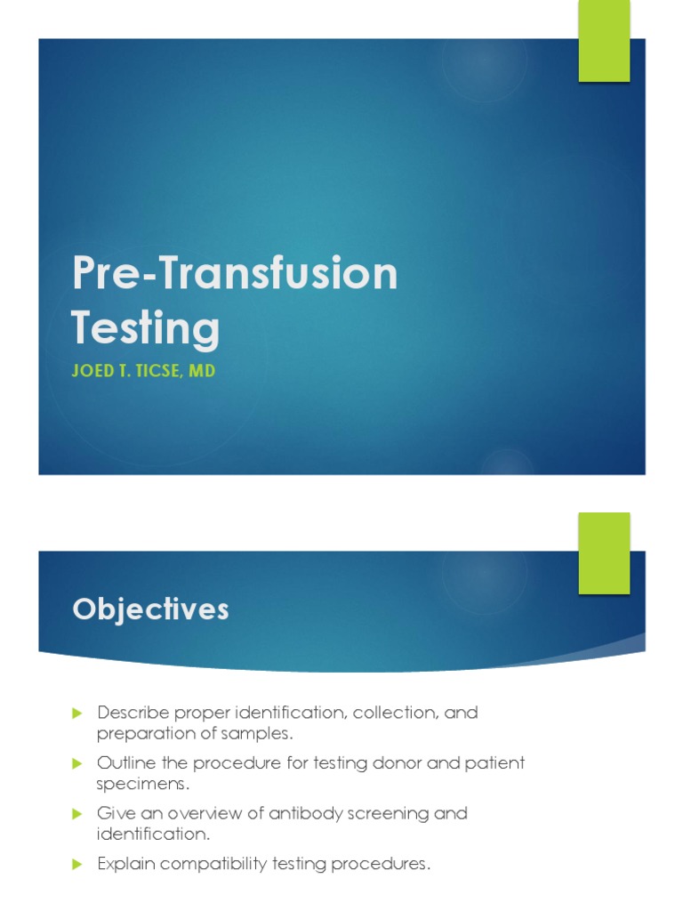 Pre Transfusion Testing | PDF | Blood Transfusion | Blood Donation