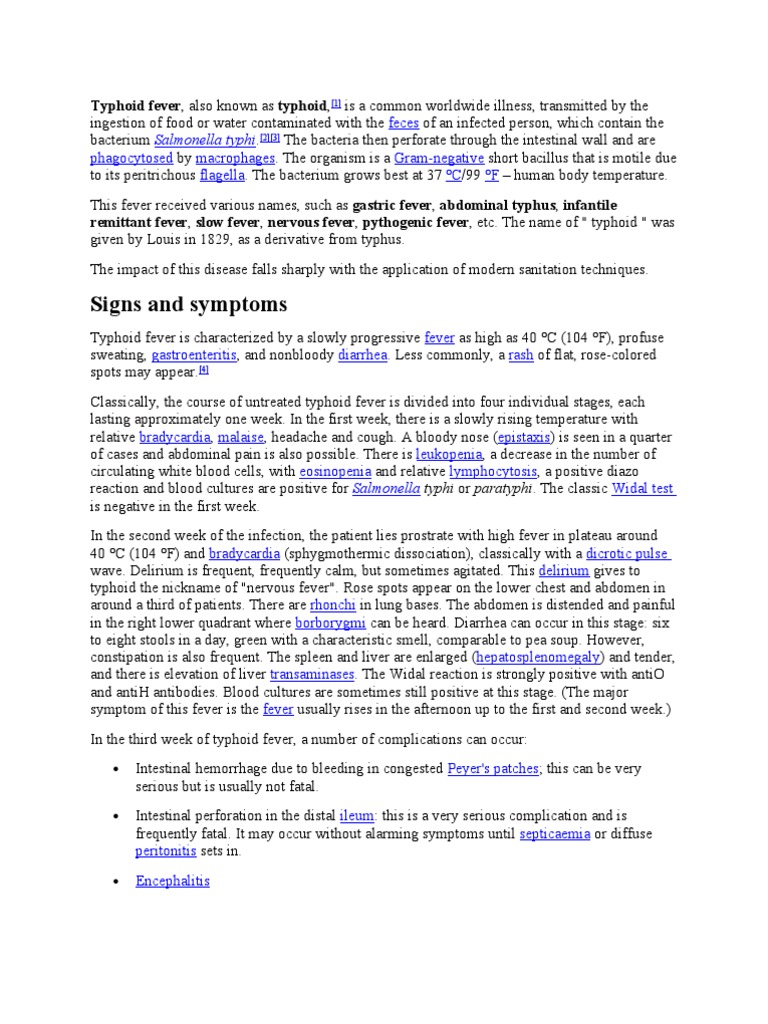 Typhoid Fever | PDF | Clinical Pathology | Health Sciences