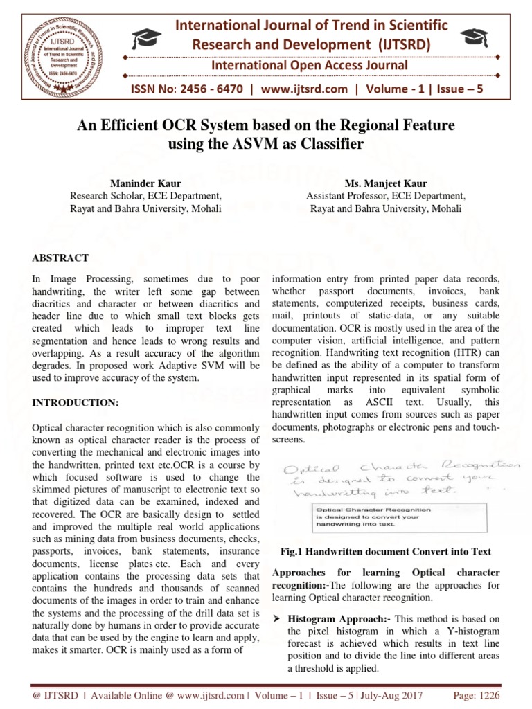An Efficient OCR System Based On The Regional Feature Using The ASVM As ...