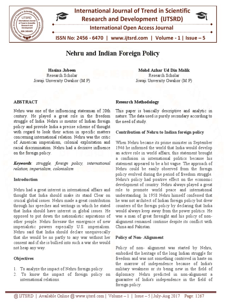 Nehru and Indian Foreign Policy | PDF | Jawaharlal Nehru | Global Politics