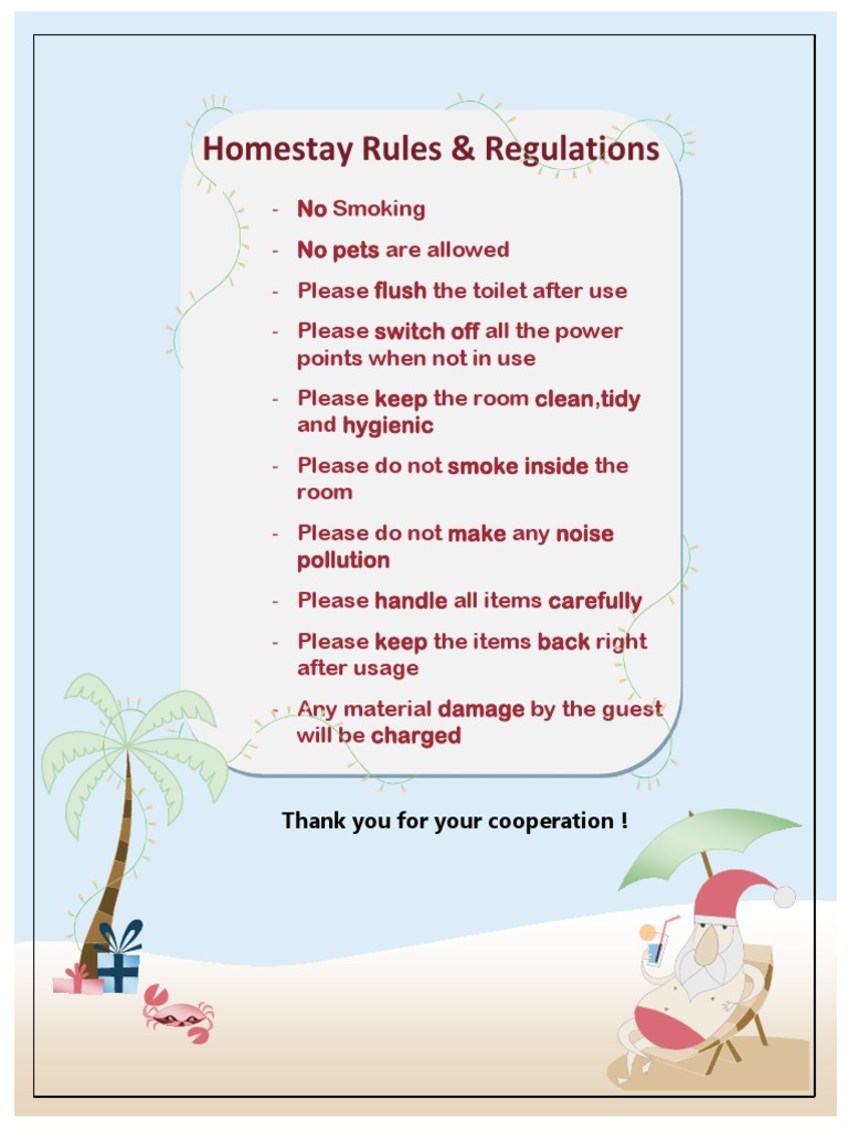 Homestay Rules & Regulations: Points When Not in Use and Hygienic Room ...
