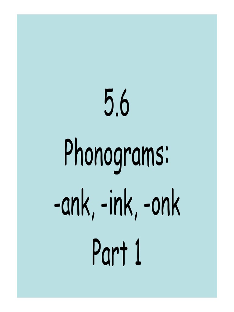 Phonogram Activities: -ank, -ink, -onk | PDF